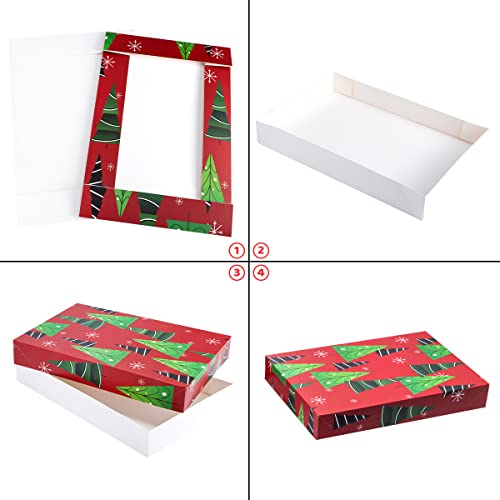 JOYIN 12 Pcs 14" x 9.5" x 2" Christmas Tone Shirt Wrap Boxes ​with Lid and Base, Clothes, Wrapping Robe Boxes,Gift Boxes, Xmas Goody Gift Boxes for Christmas, Birthdays, Wedding, 4 Designs