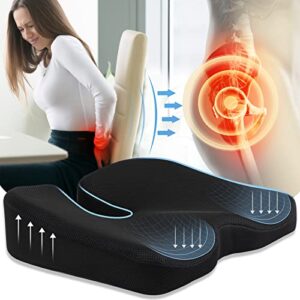 pressure relief seat cushion for office chair – butt, back, coccyx, tailbone, sciatica cushion, memory foam chair cushion for long sitting – computer desk chair car lower back pain relief cushion /pad