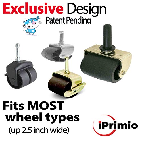 iPrimio No Lift - Bed and Furniture Stopper - Requires No Lifting of Your Bed - It Works - Caster Cups Keeps Bed and Furniture from Sliding Bed Caster Stopper. Solid Rubber (4, Black)