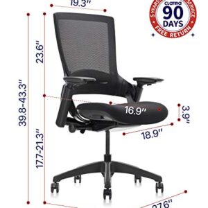 CLATINA Ergonomic High Swivel Executive Chair with Adjustable Height 3D Arm Rest Lumbar Support and Mesh Back for Home Office Black BIFMA Certification No. 5.1