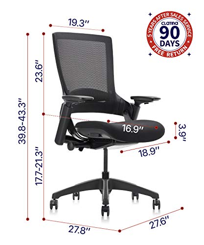 CLATINA Ergonomic High Swivel Executive Chair with Adjustable Height 3D Arm Rest Lumbar Support and Mesh Back for Home Office Black BIFMA Certification No. 5.1