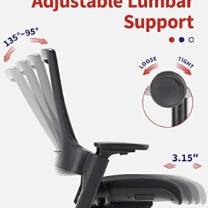 CLATINA Ergonomic High Swivel Executive Chair with Adjustable Height 3D Arm Rest Lumbar Support and Mesh Back for Home Office Black BIFMA Certification No. 5.1