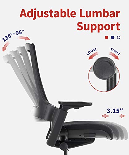 CLATINA Ergonomic High Swivel Executive Chair with Adjustable Height 3D Arm Rest Lumbar Support and Mesh Back for Home Office Black BIFMA Certification No. 5.1