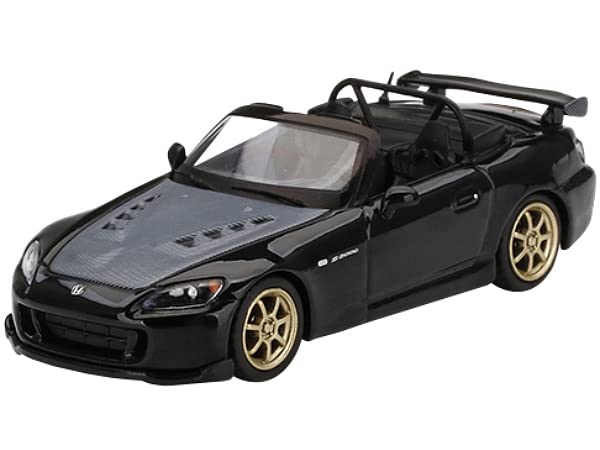 Truescale Miniatures S2000 (AP2) Mugen Convert. Berlina Black with Carbon Hood & Gold Wheels Ltd Ed to 3600 pcs 1/64 Diecast Model Car by True Scale Miniatures MGT00309