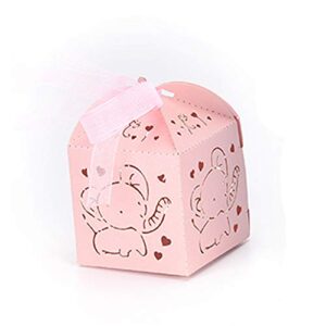 allheartdesires 50 pack pink elephant girl baby shower decoration laser cut paper party treat box wedding girl birthday gifts wrapping candy buffet table centerpieces