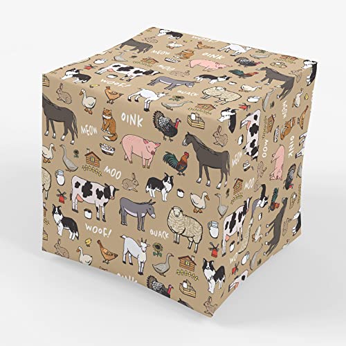 Stesha Party Farm Animal Wrapping Paper Cow Gift Wrap - Folded Flat 30 x 20 Inch - 3 Sheets