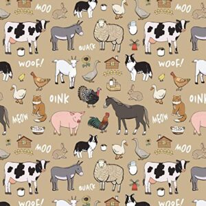 Stesha Party Farm Animal Wrapping Paper Cow Gift Wrap - Folded Flat 30 x 20 Inch - 3 Sheets