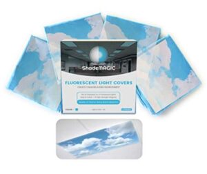 shademagic fluorescent light covers for classroom office – light filter pack of (4); eliminate harsh glare that causing eyestrain and head strain. office & classroom decorations. light diffusers (4)