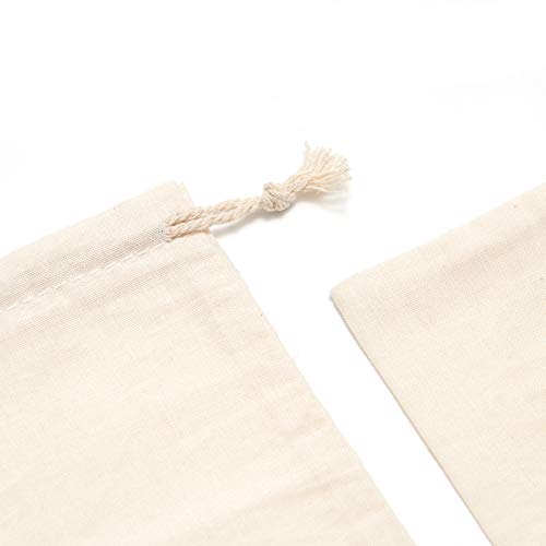 Tendwarm 20 Pieces 4x6 Inches Cotton Drawstring Bags Reusable Muslin Sachet Bag for Party Wedding Storage Home Supplies