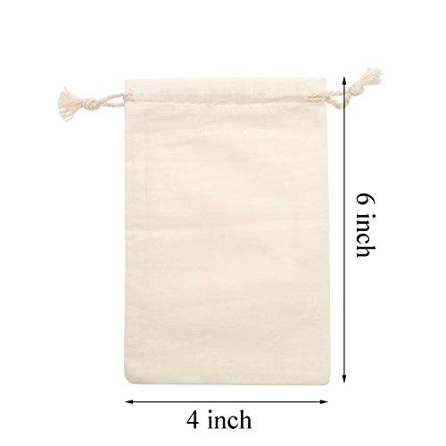 Tendwarm 20 Pieces 4x6 Inches Cotton Drawstring Bags Reusable Muslin Sachet Bag for Party Wedding Storage Home Supplies