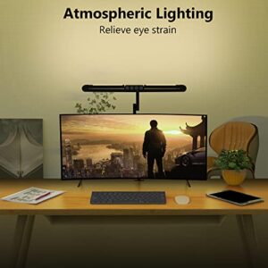 Micomlan Led Desk Lamp with Clamp, Architect Desk Lamp for Home Office with Atmosphere Lighting, 24W Ultra Bright Auto Dimming Desk Light Stepless Dimming and Tempering LED Table Light