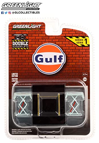 Greenlight 16160-B Auto Body Shop - Automotive Double Scissor Lifts Series 1 - Gulf Oil 1/64 Scale