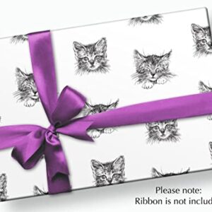 Stesha Party Black Kitty Cat Wrapping Paper Kitten Animal Gift Wrap 30 x 20 Inch (3 Sheets)