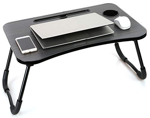 Laptop Desk Laptop Bed Tray Table Large Foldable Laptop Notebook Stand Desk with Ipad and Cup Holder Perfect for Breakfast, Reading, Working,Watching Movie on Bed/Couch/Sofa (Black Stripe)