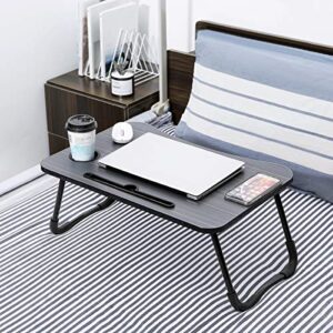 Laptop Desk Laptop Bed Tray Table Large Foldable Laptop Notebook Stand Desk with Ipad and Cup Holder Perfect for Breakfast, Reading, Working,Watching Movie on Bed/Couch/Sofa (Black Stripe)