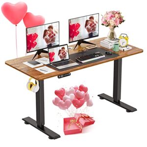 farexon 55 x 24 inch electric standing desk adjustable height, sit-stand desk with oversized mouse pad， double crossbeam structure, four preset heights, 27”-45” lifting range stand up desk