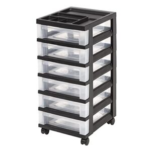 office depot medium plastic storage cart, 6 drawers, 26 7/16in.h x 12 1/16in.w x 14 1/4in.d, black, 116815