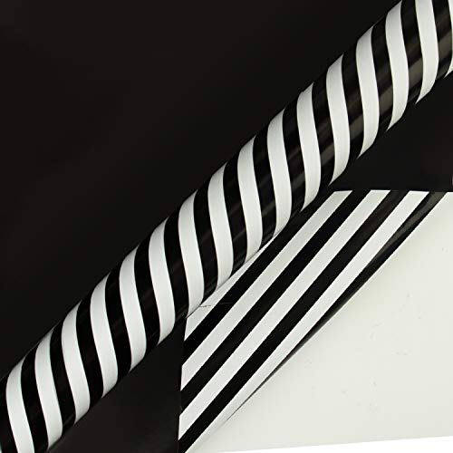 WRAPAHOLIC Reversible Wrapping Paper - Black and Stripes Design for Birthday, Holiday, Wedding, Baby Shower Wrap - 30 inch x 33 feet