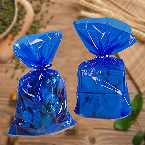 YESON Clear Cellophane Treat Bags Cello Cookie Candy Plastic Bag, blue 6x9 Inch Bags，Pack of 50