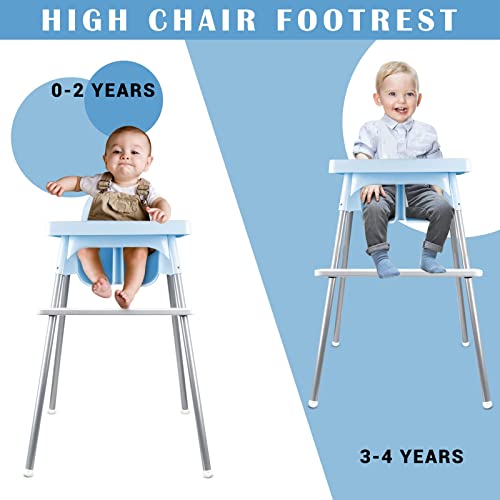 High Chair Footrest Compatible with IKEA Antilop 100% Natural Wood Bamboo Footrest Non-Slip Adjustable Footrest with 4 Rubber Rings and 2 Metal Rings (White)