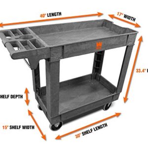 WEN 73009 500-Pound Capacity 40 by 17-Inch Two-Shelf Service Utility Cart