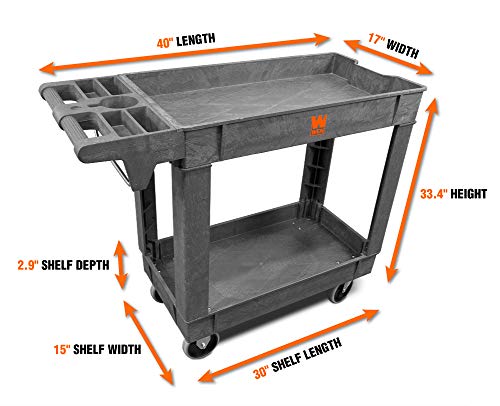 WEN 73009 500-Pound Capacity 40 by 17-Inch Two-Shelf Service Utility Cart