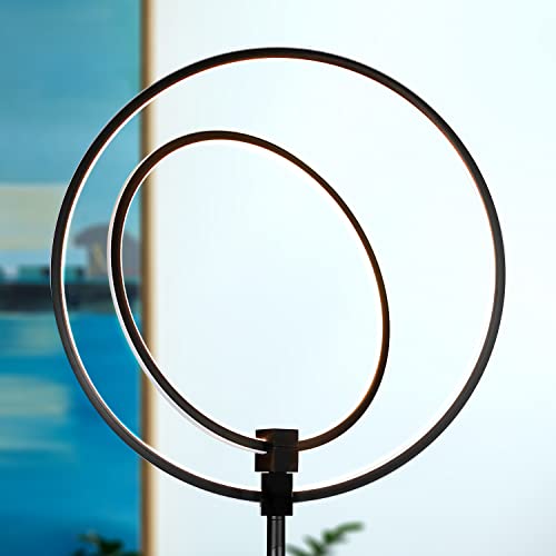 Brightech Eclipse Dimmable LED Floor Lamp, Modern Torchiere Floor Lamp for Living Rooms & Offices – Super Bright Tall Lamp with Dimmable Options for Reading, Standing Lamp Living Room Décor - Black