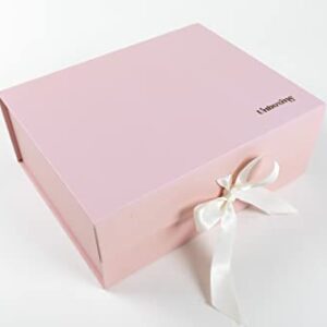 Unboxme Pink Luxury Gift Box - 10.5x 8.5 x 4.2 Inches-with Satin Ribbon | Matte Textured Finish Box for Wedding Christmas-Bridal and Baby Shower Gifts