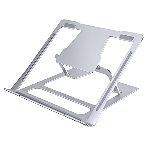 Coomaxx Adjustable Laptop Stand for Desk, Ergonomic Aluminum Computer Stand, Riser Notebook Holder Stand Compatible for MacBook, Air, Pro, Dell XPS, HP, Samsung, Lenovo More 10-17" Laptops(Silver)