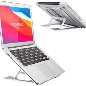 Coomaxx Adjustable Laptop Stand for Desk, Ergonomic Aluminum Computer Stand, Riser Notebook Holder Stand Compatible for MacBook, Air, Pro, Dell XPS, HP, Samsung, Lenovo More 10-17" Laptops(Silver)