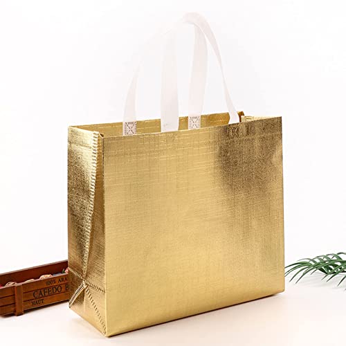 YueLaiFu Gold gift bags with handles reusable shopping bags wedding bridesmaid party gift bags (Pack of 12)