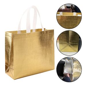 YueLaiFu Gold gift bags with handles reusable shopping bags wedding bridesmaid party gift bags (Pack of 12)