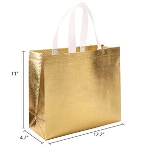 YueLaiFu Gold gift bags with handles reusable shopping bags wedding bridesmaid party gift bags (Pack of 12)