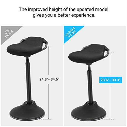 SONGMICS Standing Desk Chair, Adjustable Ergonomic Standing Stool, 23.6-33.3 Inches, Swivel Sitting Balance Chair, Anti-Slip Bottom Pad, Black UOSC02BK