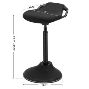 SONGMICS Standing Desk Chair, Adjustable Ergonomic Standing Stool, 23.6-33.3 Inches, Swivel Sitting Balance Chair, Anti-Slip Bottom Pad, Black UOSC02BK