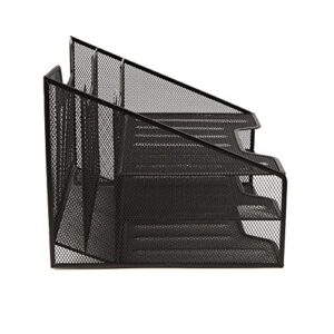 Mind Reader Desk Mesh Organizer Storage, 5 Compartment, Black