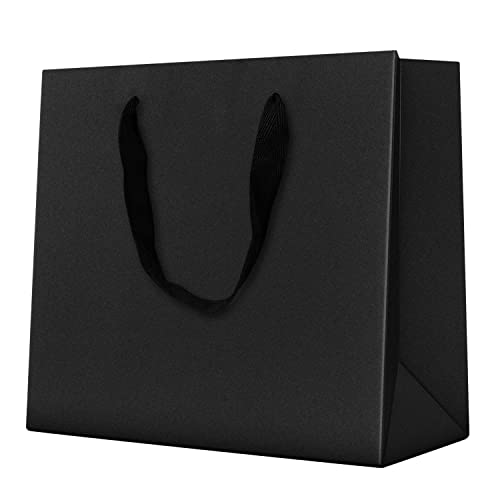 Axe Sickle Kraft Bags 12.5"x 11"x 4.5" Paper Bags with Handle Retail Wrap Bags Bulk for Merchandise Boutique Retail Bags, Party Gift Bags &Takeout Bags, Black 20 Pcs