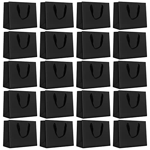 Axe Sickle Kraft Bags 12.5"x 11"x 4.5" Paper Bags with Handle Retail Wrap Bags Bulk for Merchandise Boutique Retail Bags, Party Gift Bags &Takeout Bags, Black 20 Pcs