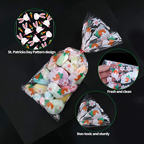 STEFORD Easter Clear Cellophane Bags,120PCS Clear Candy Cookie Treat Bags for Easter Supplies