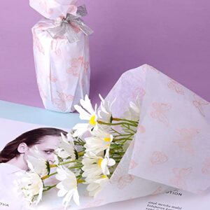 KINBOM 30pcs 35 x 50cm/ 13.8 x 19.7 inch Butterfly Tissue Paper, Rose Gold Wrapping Paper Metallic Packing Paper for DIY Crafts Baby Showers Birthday Wedding