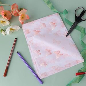 KINBOM 30pcs 35 x 50cm/ 13.8 x 19.7 inch Butterfly Tissue Paper, Rose Gold Wrapping Paper Metallic Packing Paper for DIY Crafts Baby Showers Birthday Wedding