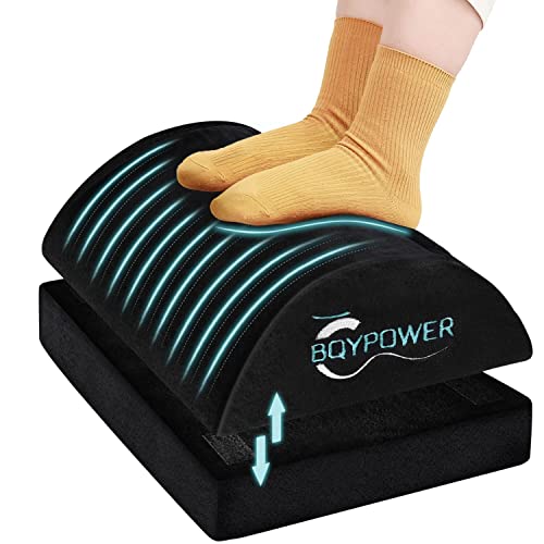 BQYPOWER Foot Rest for Under Desk at Work, Ergonomic Adjustable Memory Foam Foot Stool Cushion, Under Desk Footrest for Office & Home