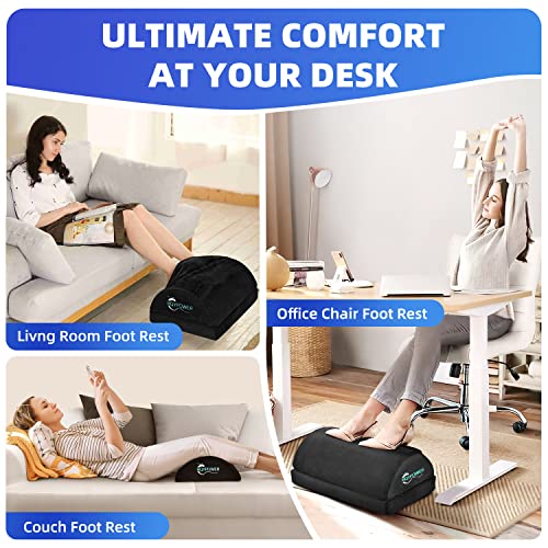 BQYPOWER Foot Rest for Under Desk at Work, Ergonomic Adjustable Memory Foam Foot Stool Cushion, Under Desk Footrest for Office & Home