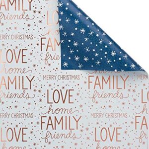 American Greetings Christmas Reversible Wrapping Paper Bundle, Snowflake, Reindeer, Holiday Text (4 Rolls, 80 sq. ft.)