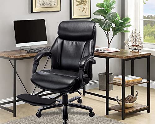 COLAMY Big and Tall Office Chair with Footrest 400lbs, Heavy Duty High Back Ergonomic Home Office Computer Chair - Thick Bonded Executive Chair with Wide Seat for Adult Work and Study, Black