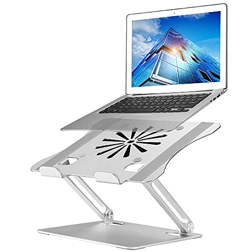 Adjustable Laptop Stand with Cooling Fan, Aluminium Alloy Multi-Angle Computer Holder for Desk, Portable Notebook Metal Mount Compatible with MacBook, Air, Pro, Dell, Alienware All Laptops 11"-17.3"