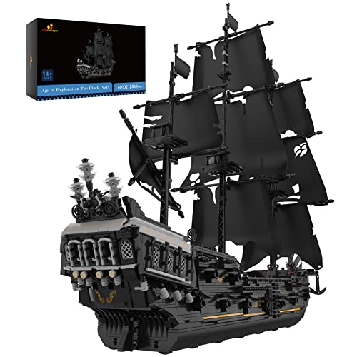 JMBricklayer Black Pirate Ship Model Building Sets, Mysterious Pirate Toys Building Kits, Collectible Model Ship Building Blocks, Cool Pirate Ship Toy, Gifts for Boys Teens Collectors (2868 Pieces)