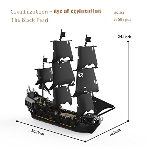 JMBricklayer Black Pirate Ship Model Building Sets, Mysterious Pirate Toys Building Kits, Collectible Model Ship Building Blocks, Cool Pirate Ship Toy, Gifts for Boys Teens Collectors (2868 Pieces)