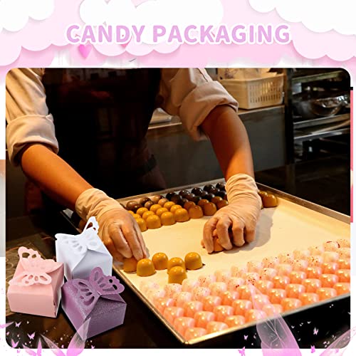 Zonon 60 Pieces Butterfly Favor Boxes Valentine Chocolate Box Romantic DIY Wedding Candy Box Boys Girls Baby Shower Boxes Birthday Treat Present Wrap Decorations (White, Pink, Purple)