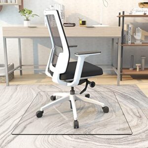 natsukage glass chair mat 36″ x 36″ 1/6″ thick tempered glass office chair mats desk chair mat for carpet or hardwood floor computer chair mat floor protector(transparent)